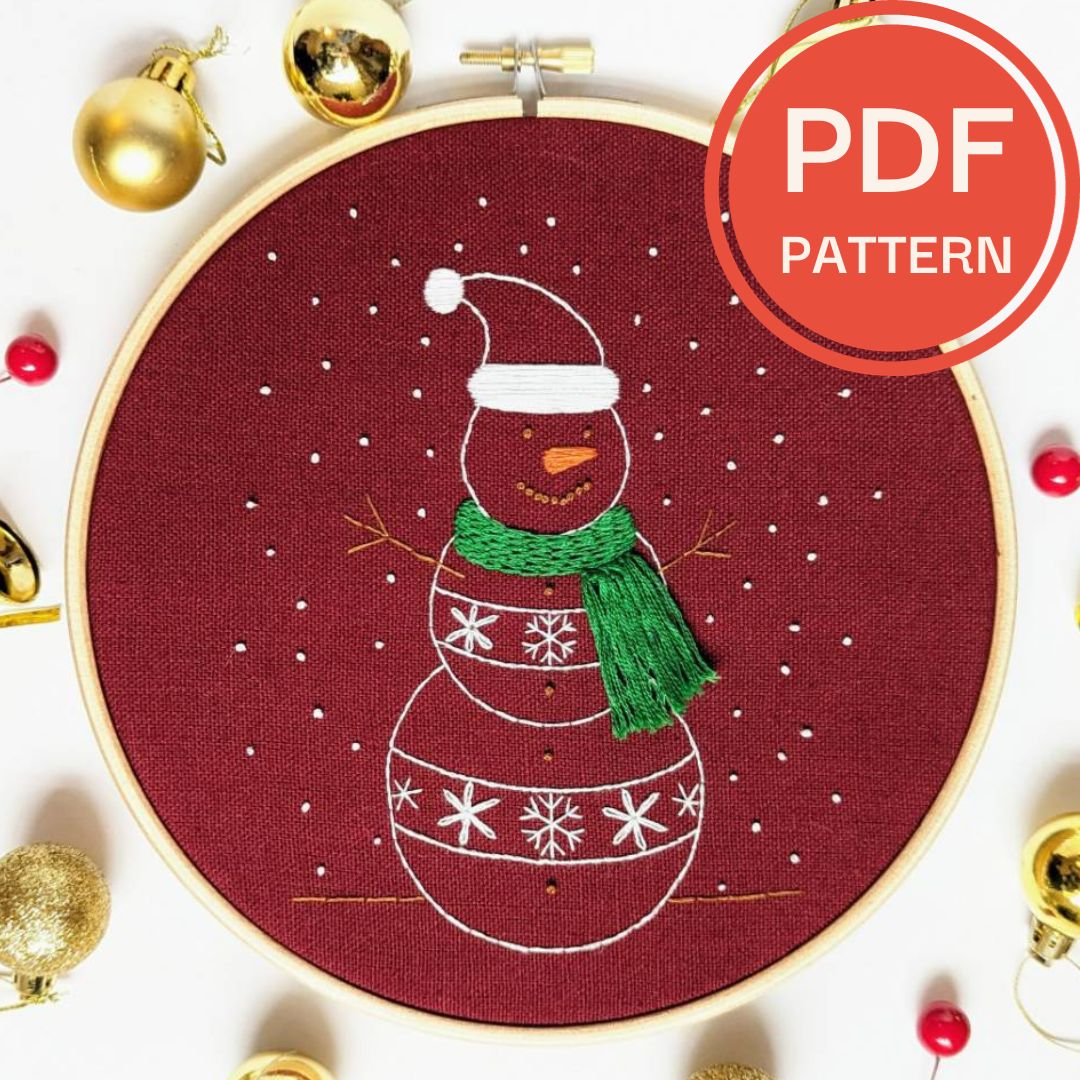 Christmas Snowman Embroidery Pattern | Paraffle Embroidery