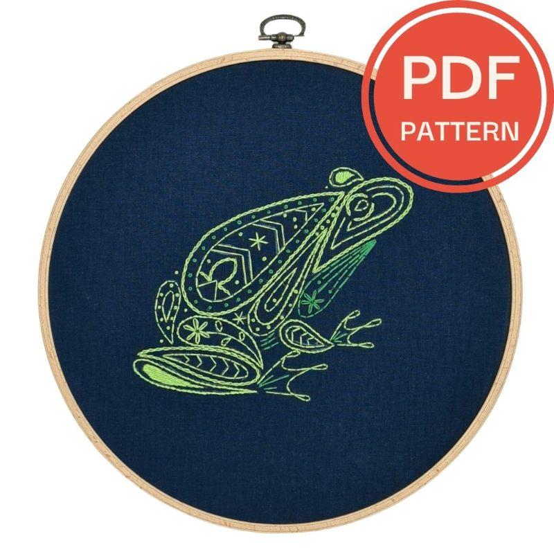 Frog Embroidery Pattern | Paraffle Embroidery
